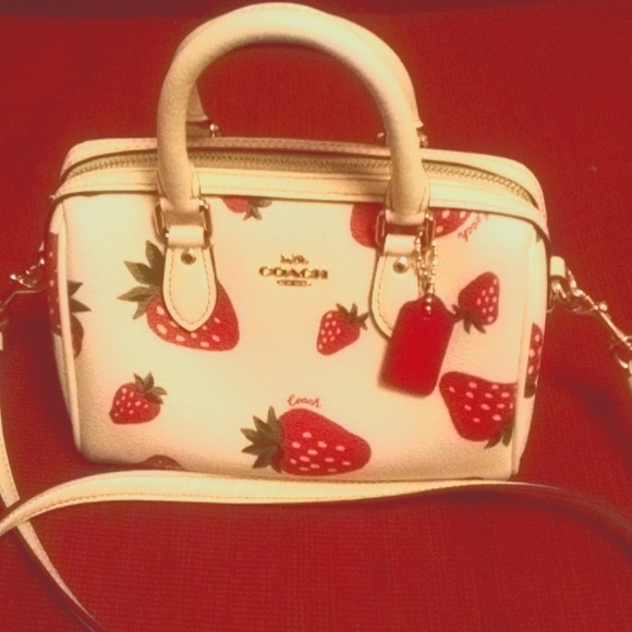 Coach | Bags | Coach Mini Rowan Crossbody With Wild Strawberry Print ...